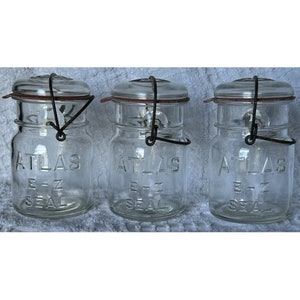 Hazel Atlas Pint Canning Jars Vintage Atlas EZ Seal C1930-1960 Set of 3 ...
