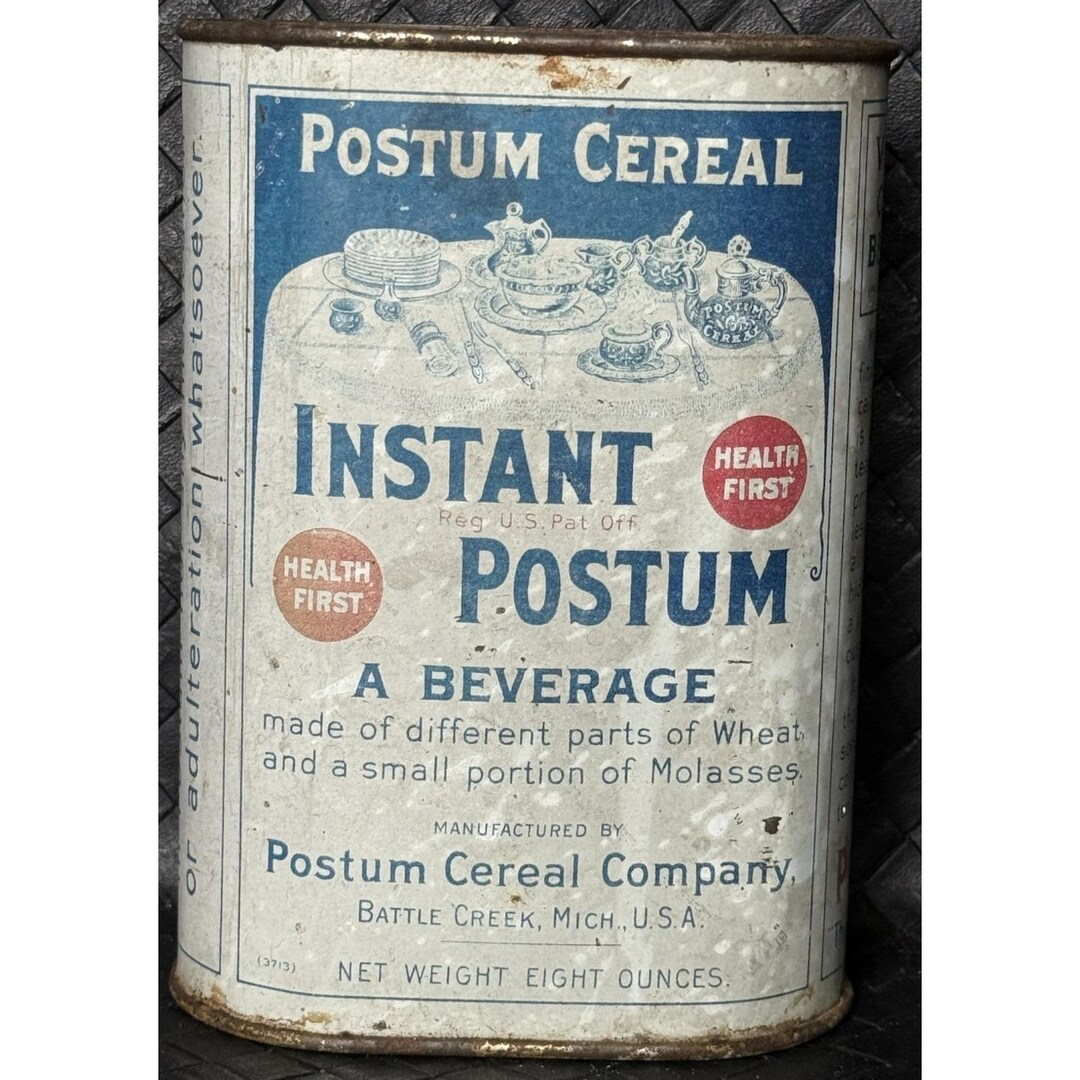 Antique 1912 Postum Cereal Company Instant Beverage 8 Ounce Empty Tin ...
