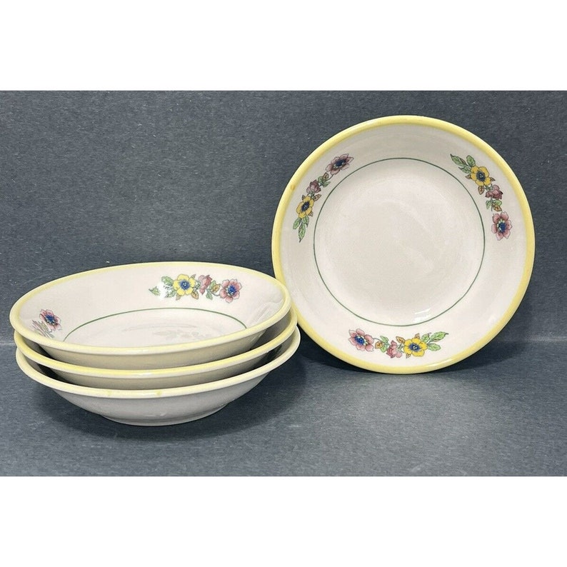 Mayer China Yellow Floral Flower Pattern 1990 Side Fruit Berry Bowl Set ...