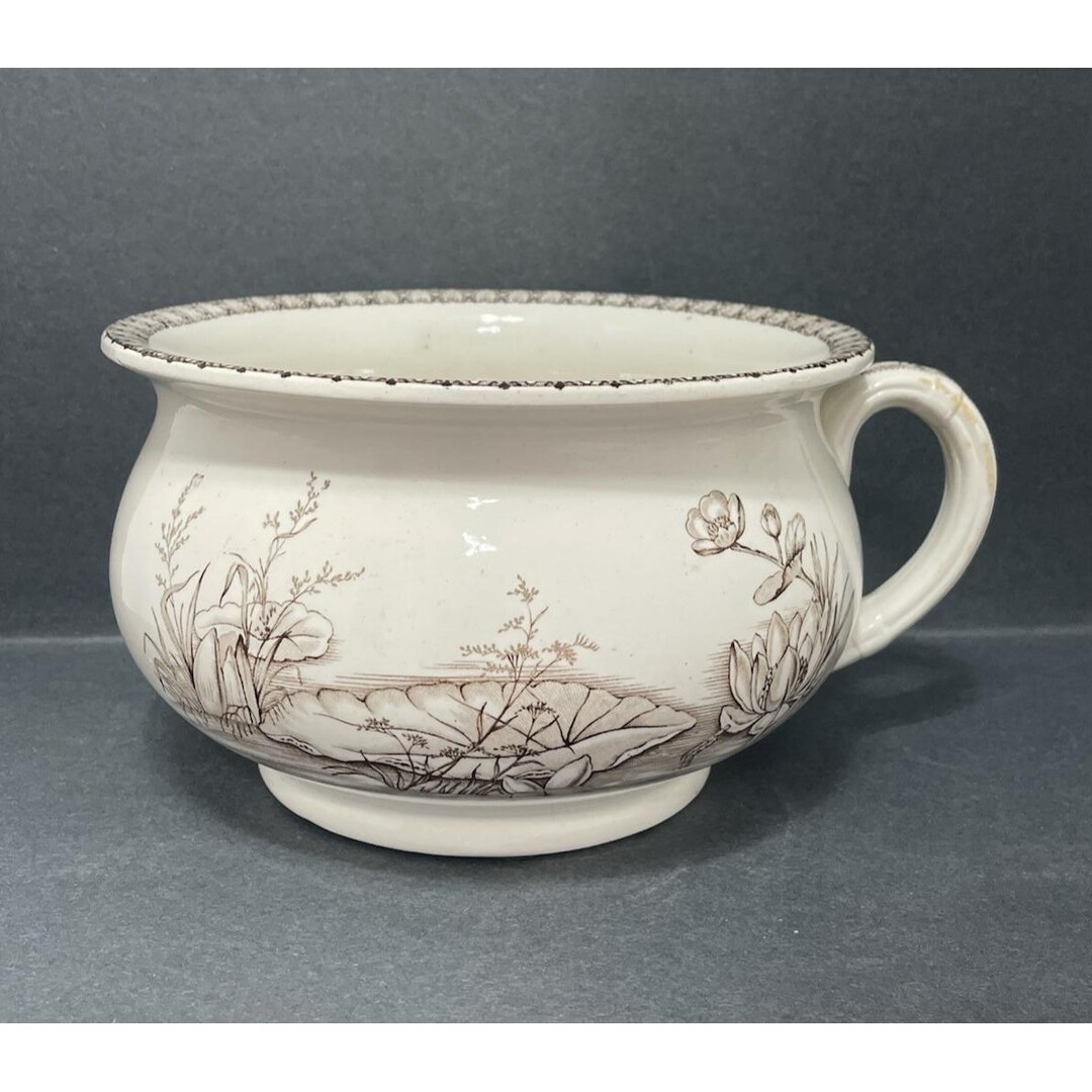T & R TR Boote Swallow Pattern Chamber Pot Brown Transferware Ironstone ...
