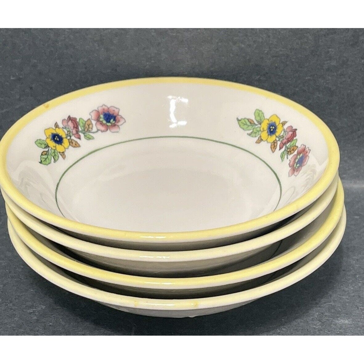 Mayer China Yellow Floral Flower Pattern 1990 Side Fruit Berry Bowl Set ...