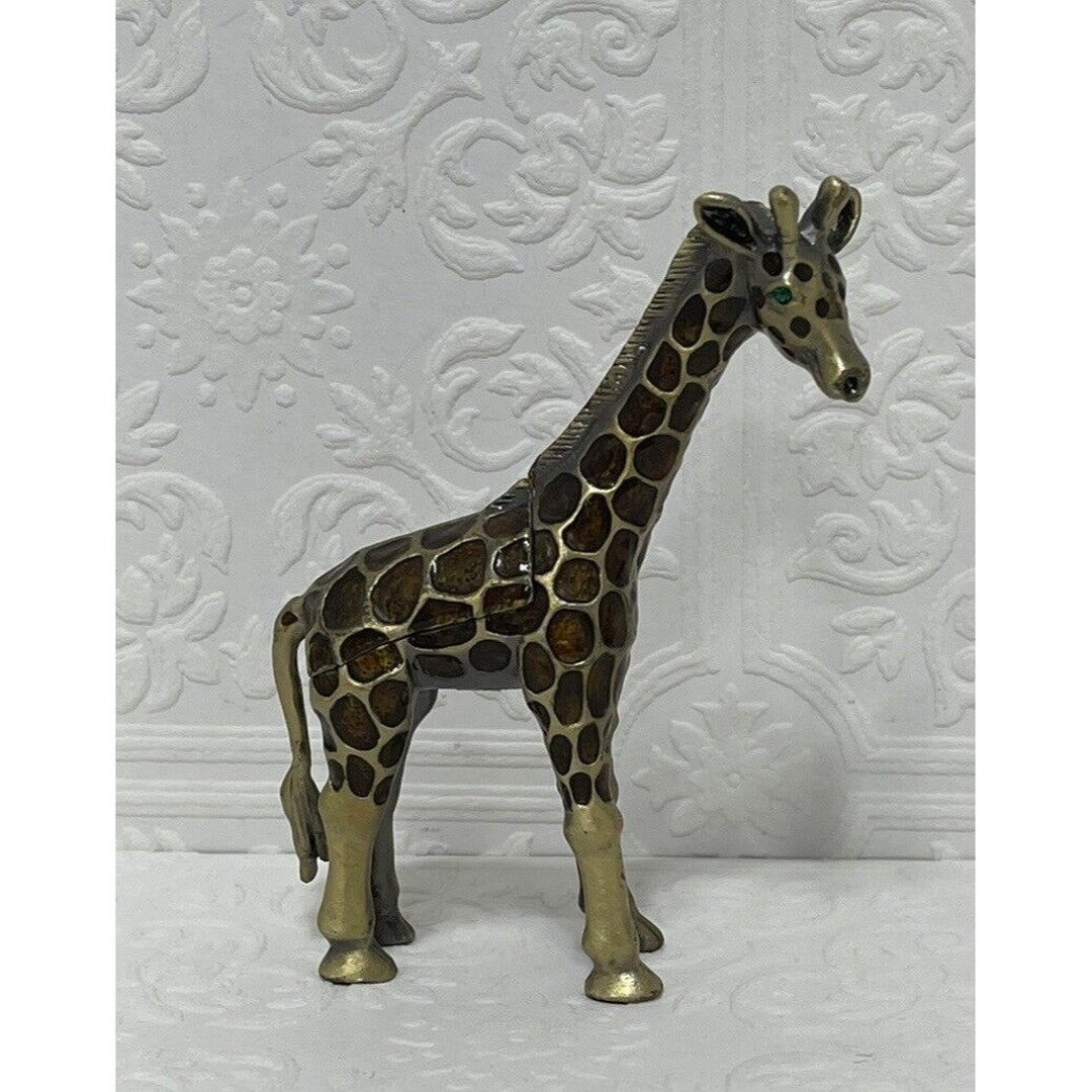 Hinged Enamel Giraffe Trinket Box Magnetic Closure Green Rhinestone ...