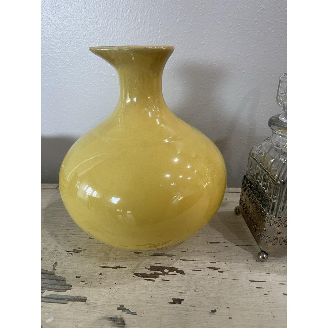 Vintage Bauer Carafe Pitcher Vase Yellow - Etsy