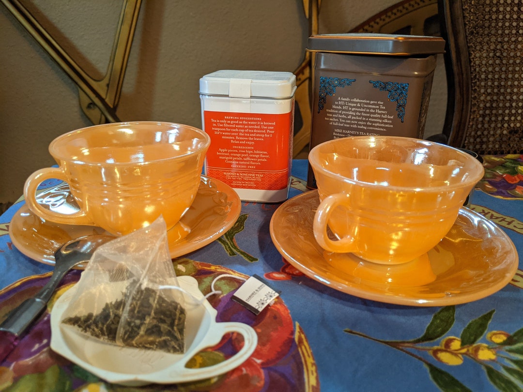 Fire King Tea Cup and Saucer Set of 2 - Etsy