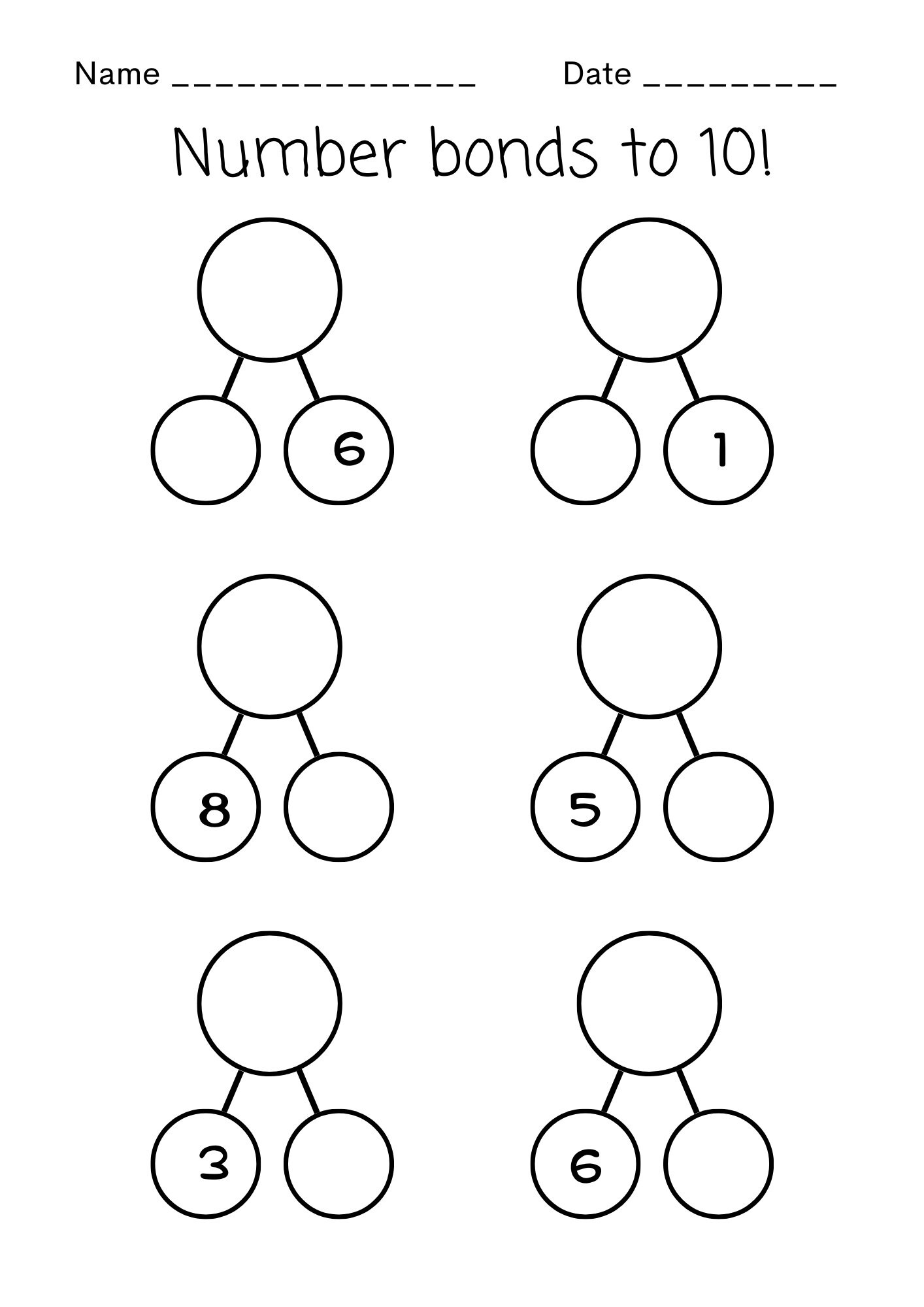 Number Bonds to 10 Work Pack Over 50 A4 Worksheets for Home-schooling ...