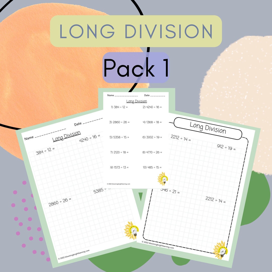 Long Division Work Sheet Pack 1 - Etsy