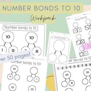 Number Bonds to 10 Work Pack! Over 50 A4 Worksheets for Home-schooling ...