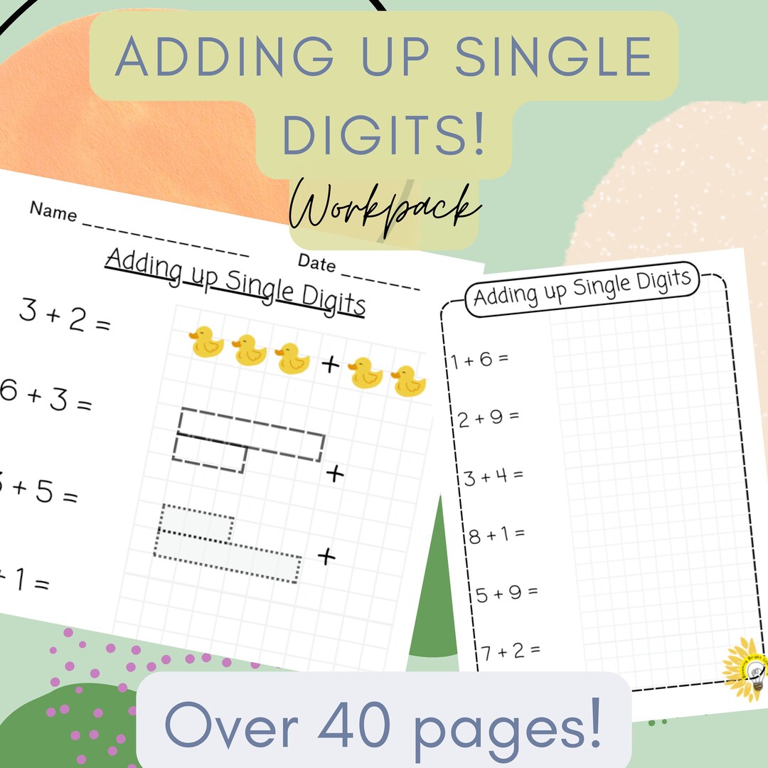 Adding Single Digit Numbers Work Pack / Work Sheets - Etsy