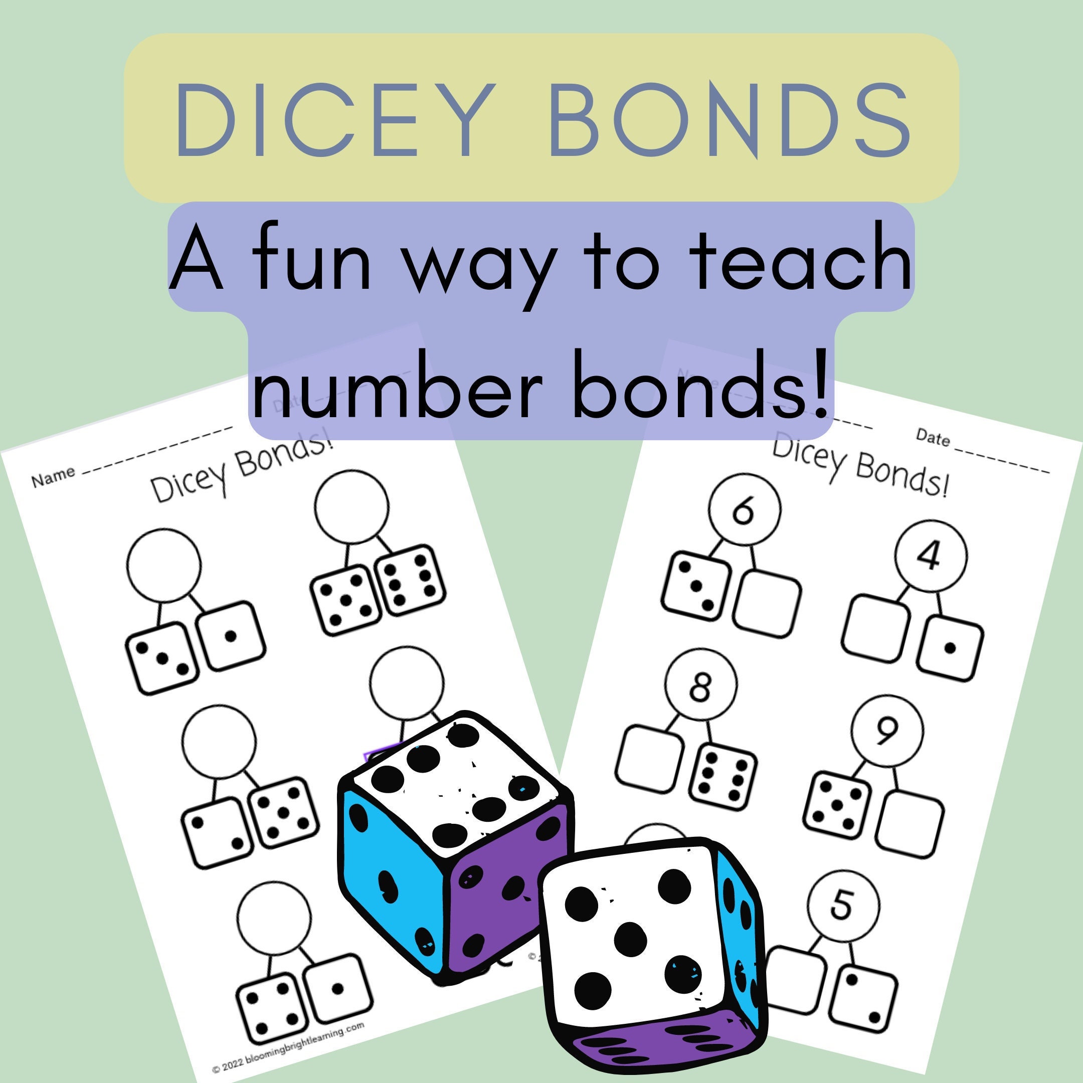 Dicey Bonds - Number Bonds Work Sheets - Etsy