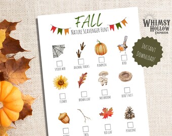 Nature Scavenger Hunt Activity Sheet Woodland Autumn Printable Download ...