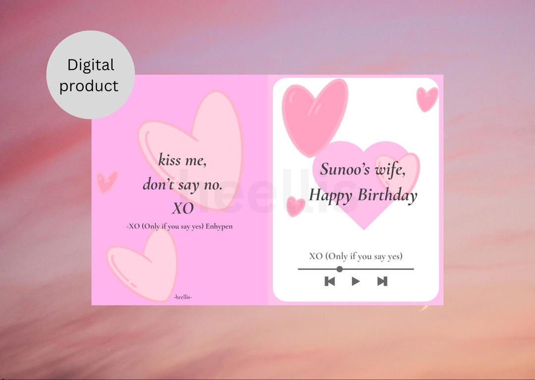 Printable Digital Kpop Birthday Card for Engene Enhypen Sunoo Fans, Xo ...