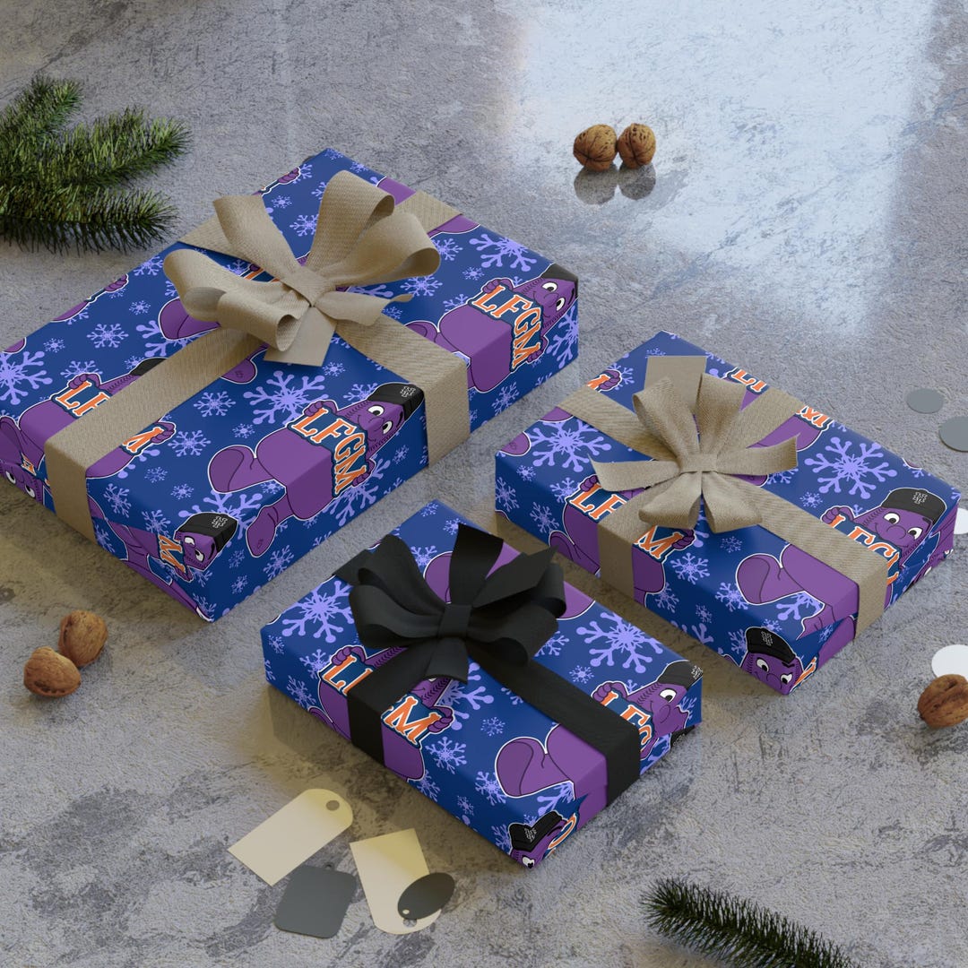 Snowflakes Mr. Grimets Grimace NY Mets Wrapping Paper Rolls, 1pc - Etsy