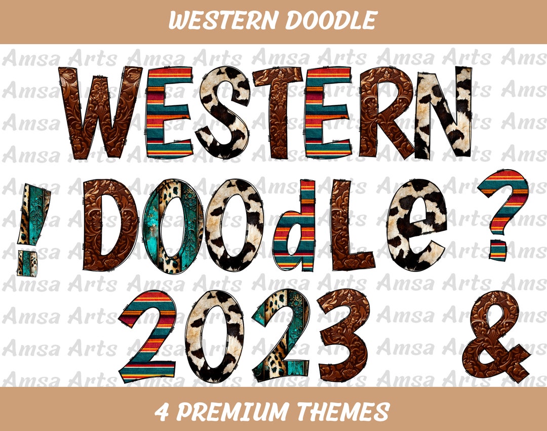 Western Alphabet PNG, Western Png, Doodle Font, Western Letters, Doodle ...