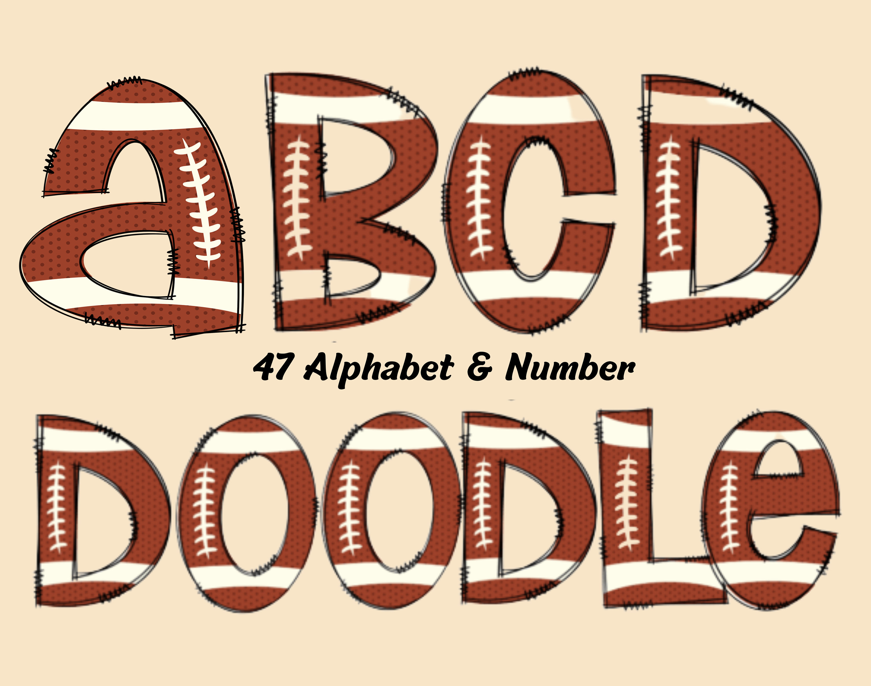 Alphabet Font for Digital Download, American Football Letters PNG Split ...