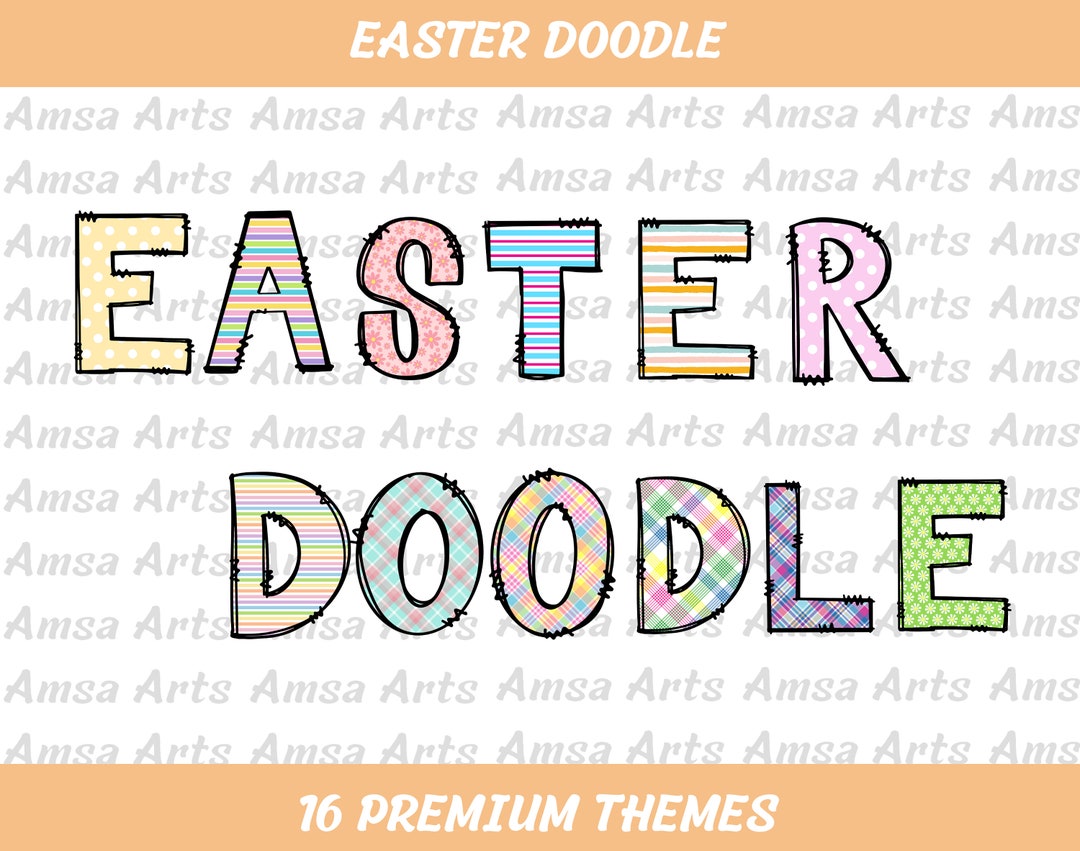 Easter Doodle Bundle PNG, Easter Letters & Numbers, Alpha Pack, Easter ...
