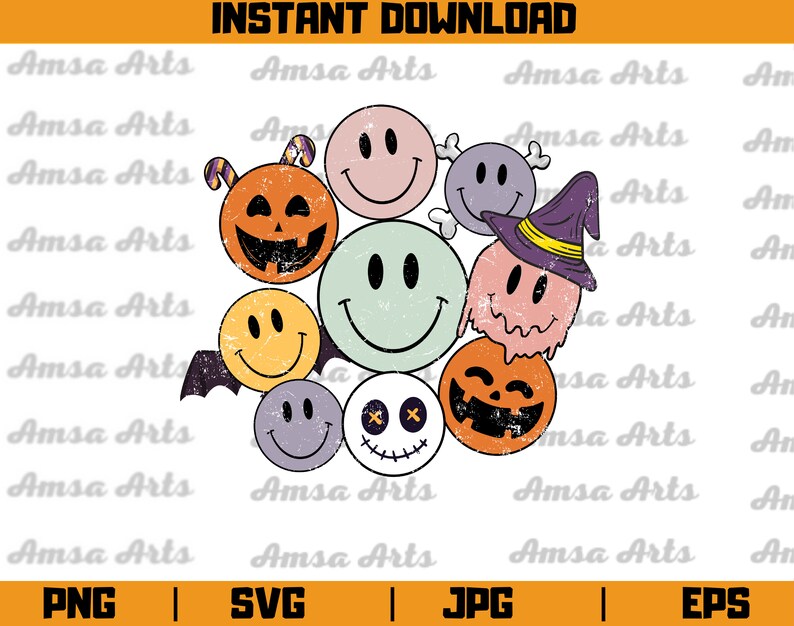 Halloween Smileys, Smiley Face Png, Spooky Vibes Png, Retro Halloween ...