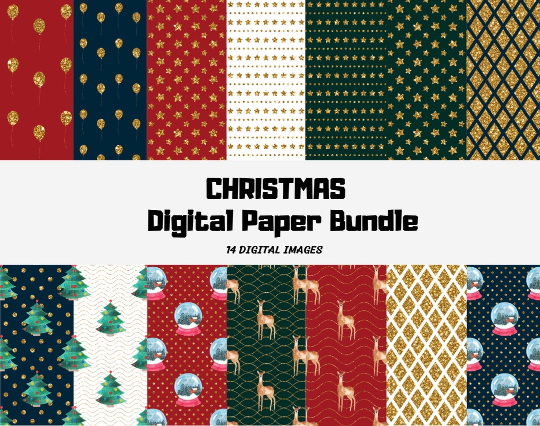 14 Chrismtas Digital Papers, Christmas Backgrounds, Christmas Animals ...