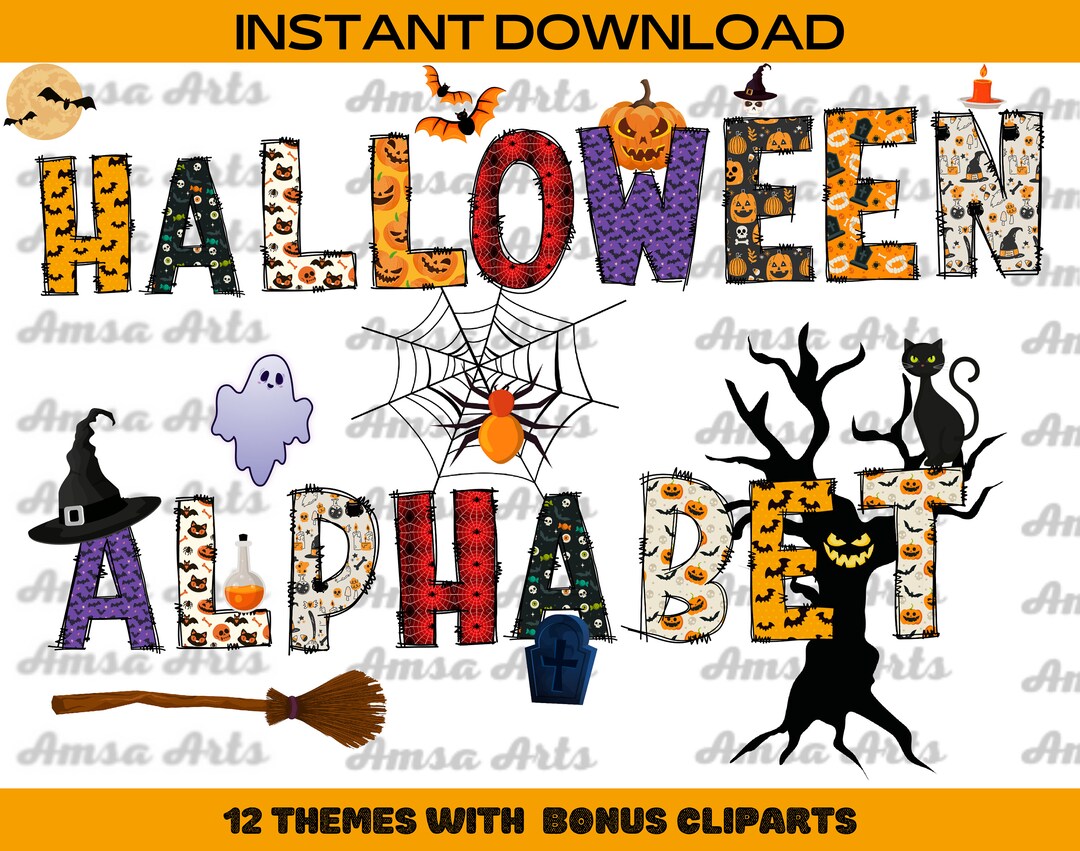 Doodle Letters Png, Halloween Letters, Halloween Alphabet, Make Your ...