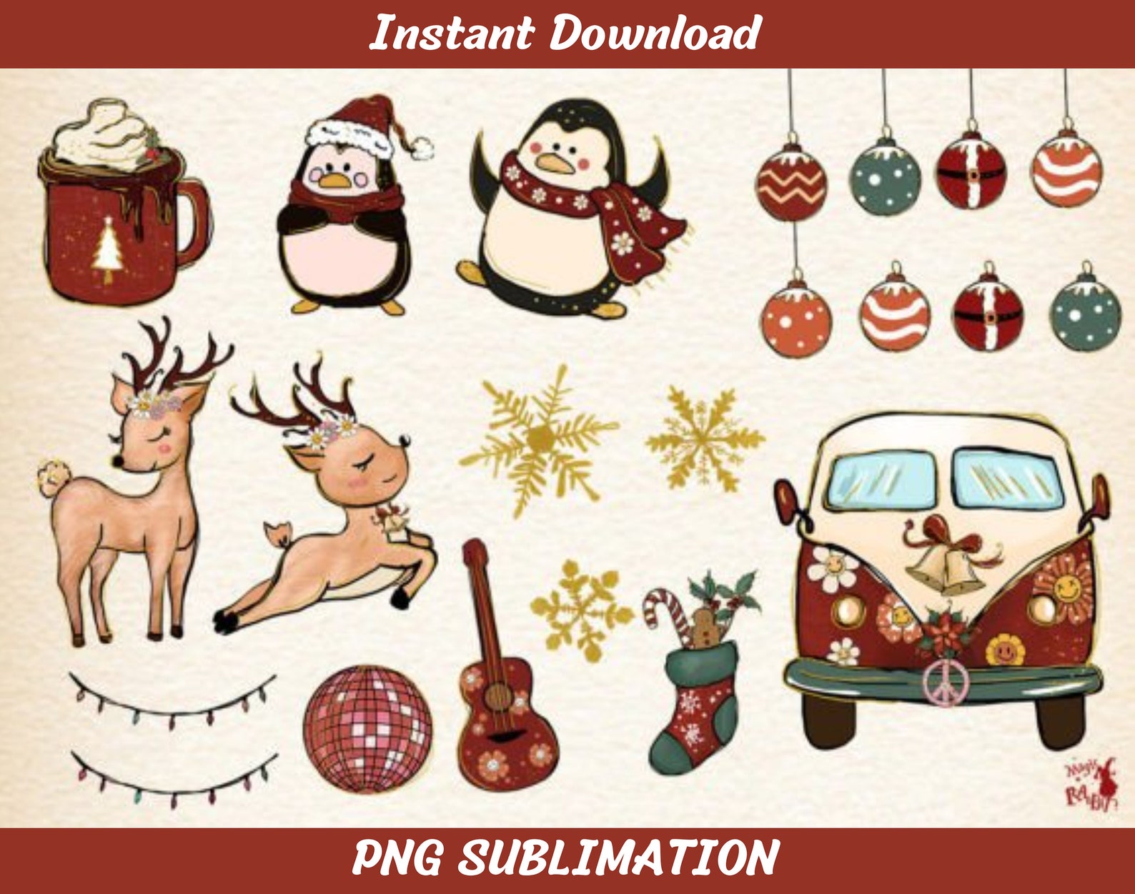 Hippie Girl Christmas Clipart Groovy Christmas Clip Artretro - Etsy