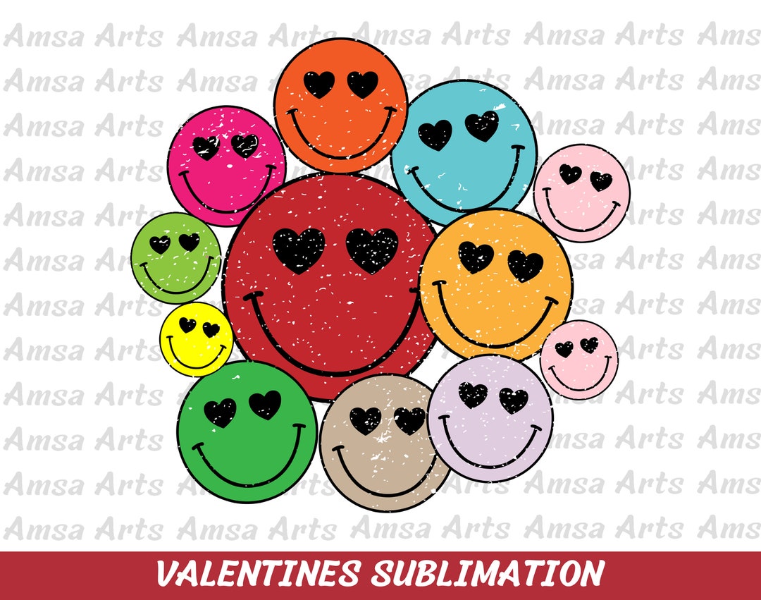 Valentines Png, Smiley Face Png, Retro Valentine Png, Love Sublimations ...