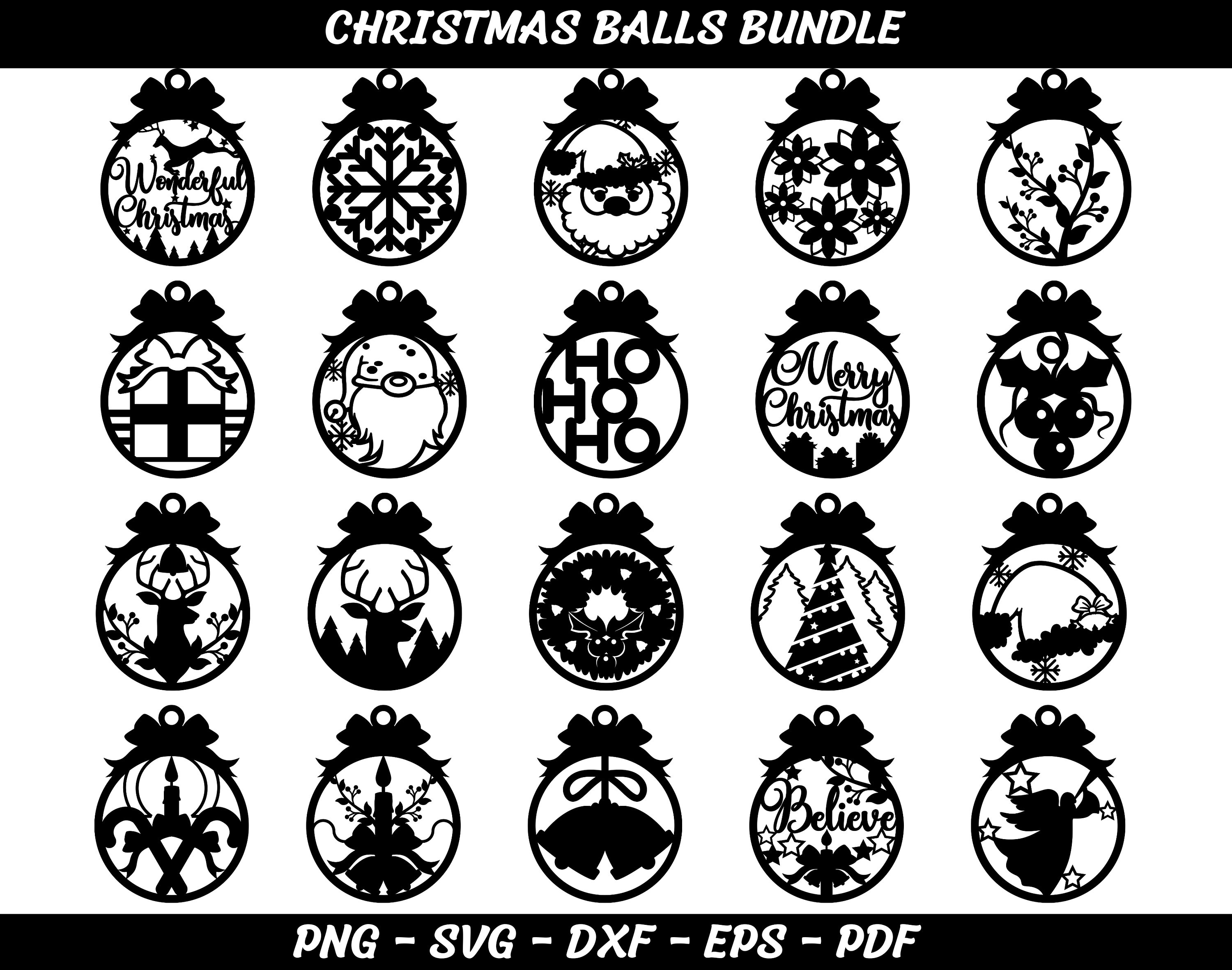 Christmas Baubles Svg Png Eps Dxf Personalized Ornaments Laser Cut ...