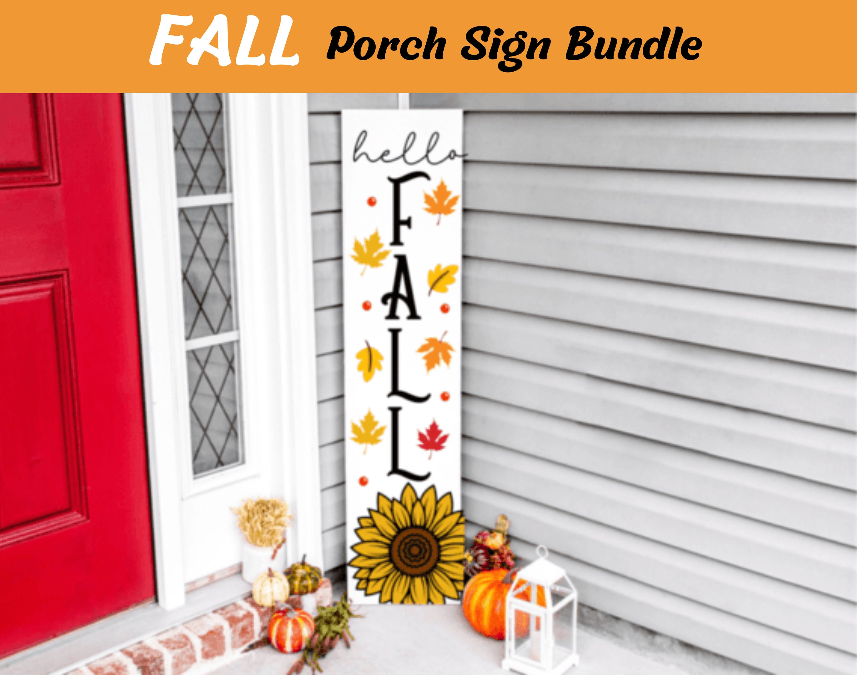 Fall Porch Sign Svg Bundle, Fall Welcome Sign Svg, Autumn Vertical Sign ...