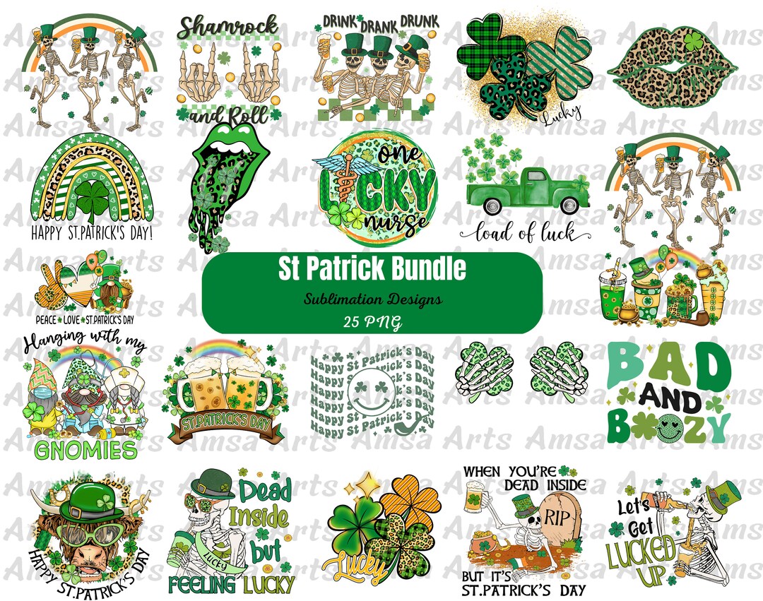 St Patricks Day PNG Bundle Saint St Pattys Day Sublimation Feeling ...