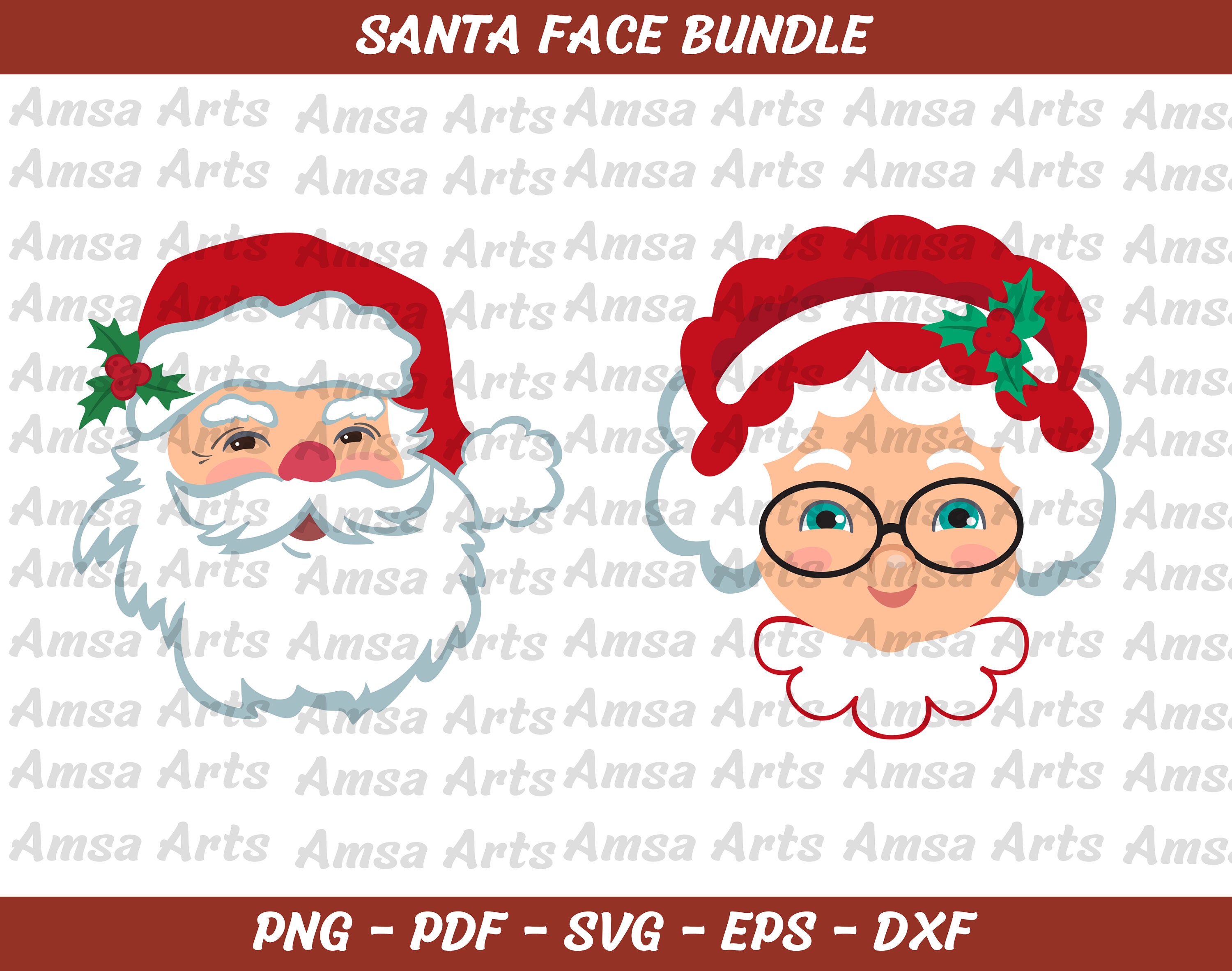 Santa Face Svg Png Dxf, Christmas Sublimation, Santa Cut File, Santa ...
