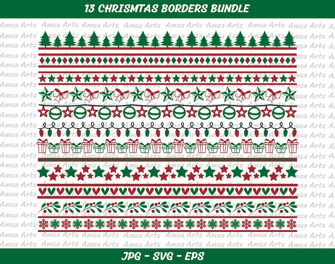 Christmas Border Svg Bundle, Chrismtas 2022 Sign Clipart, Winter Trees ...