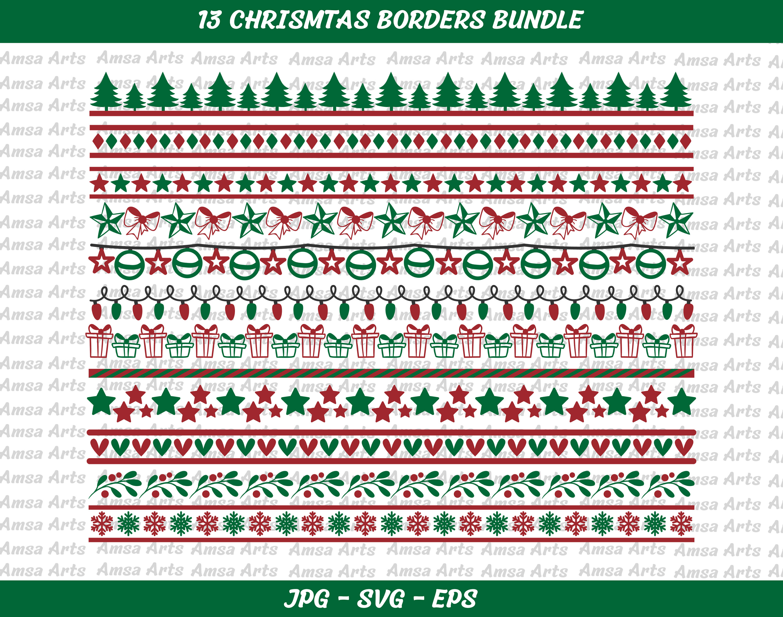 Christmas Border Svg Bundle, Chrismtas 2022 Sign Clipart, Winter Trees ...