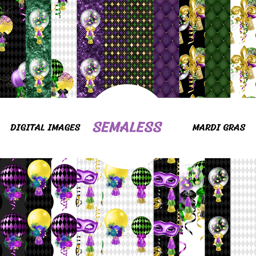 Mardi Gras Seamless Pattern, Digital Paper Clipart, Mardi Gras Tumblern ...