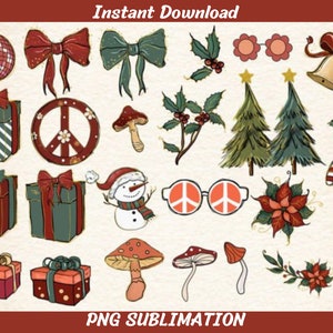 Hippie Girl Christmas Clipart Groovy Christmas Clip Artretro - Etsy