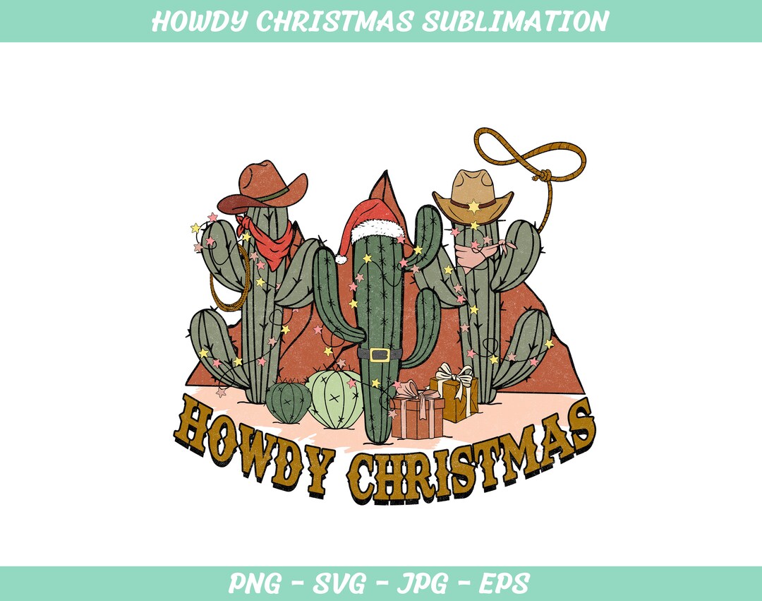 Howdy Chrismtas Png, Western Christmas Png, Happy Holidays Png, Country ...