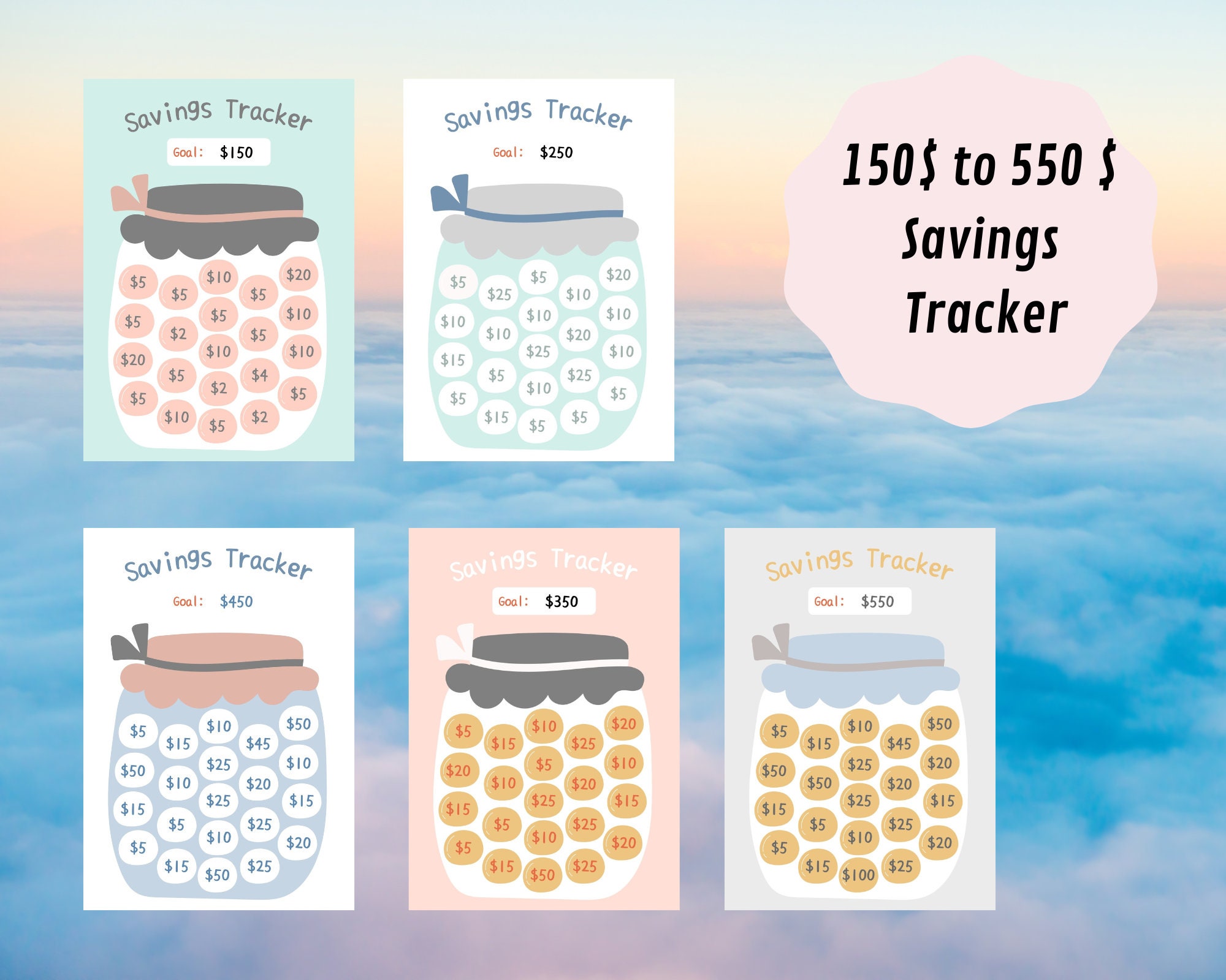 Cute Playful Savings Tracker Planner - Etsy