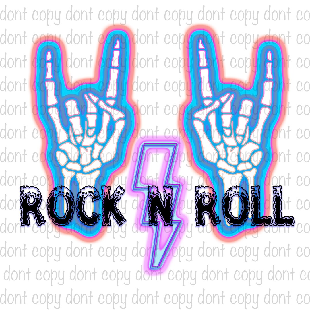 Rock N Roll Skeleton Hands Hand Horns Lighting Bolt Heavy Metal PNG ...