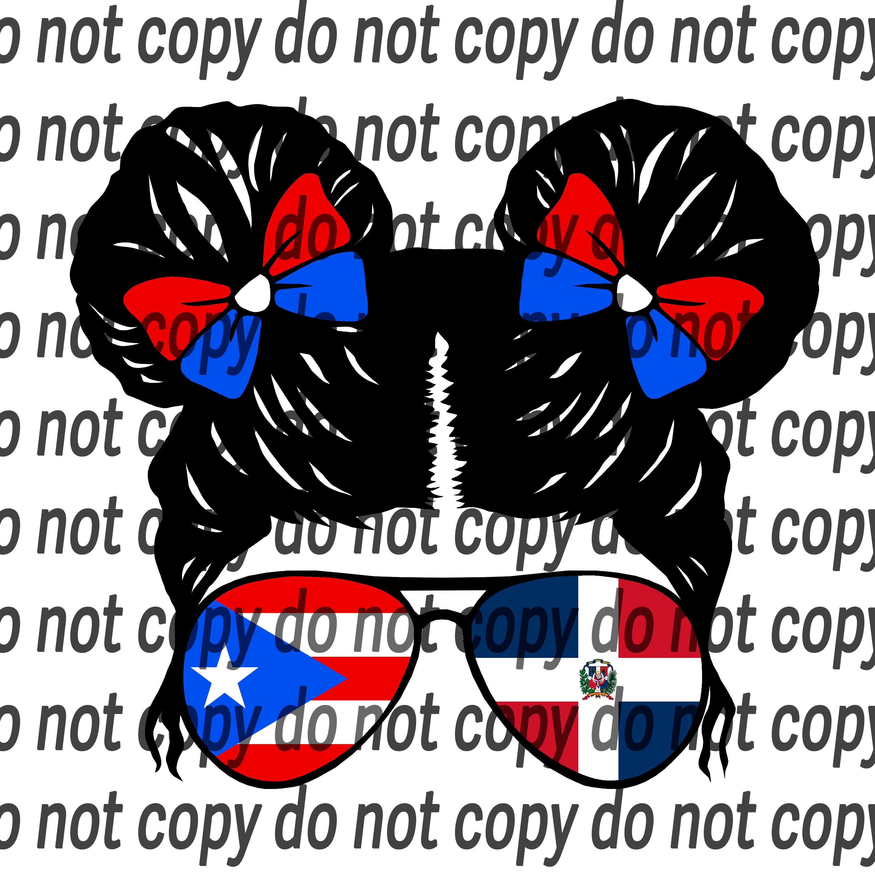 Girl Messy Buns Dominican Republican and Puerto Rico Flags PNG Design ...