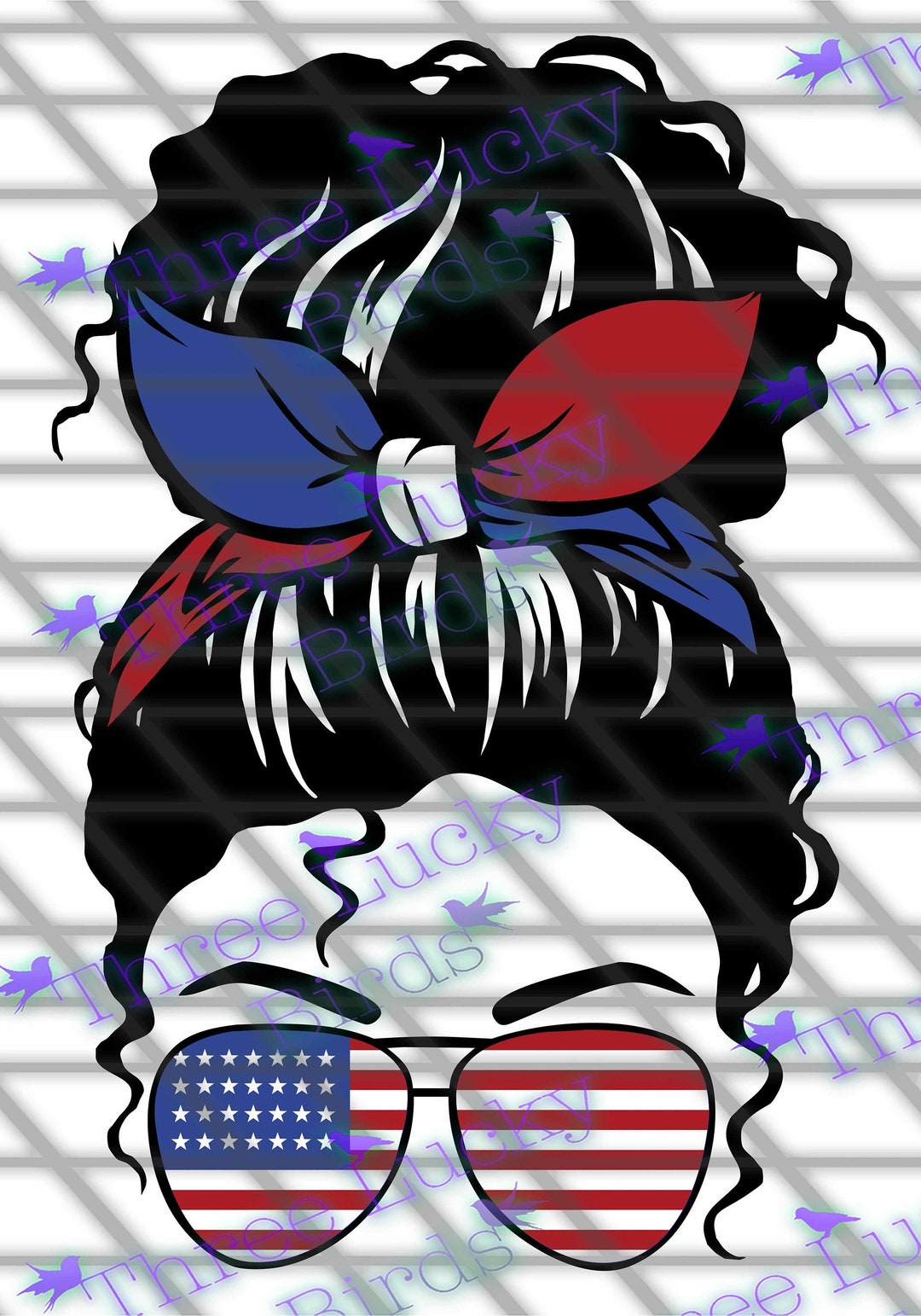 Messy Bun United States Flag PNG Design for Sublimation - Etsy