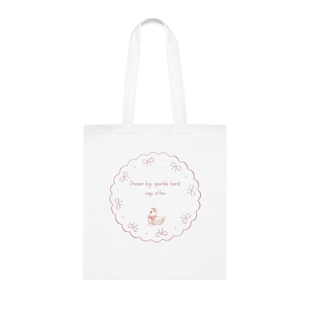 Dream Big Sparkle Hard Tote Bag | Pink Girly Core Swan - Etsy