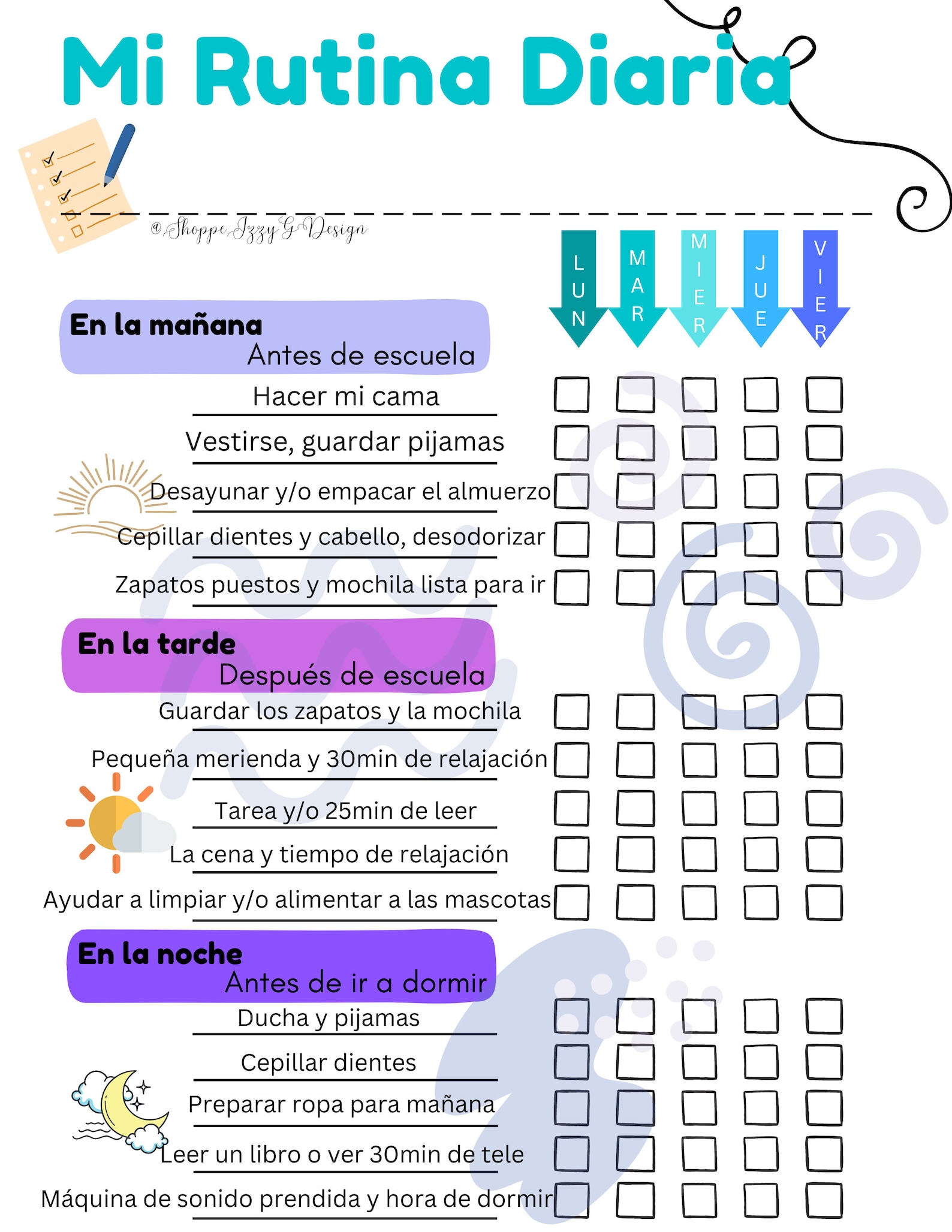 Imprimible- Mi Rutina Diaria- En Blanco Y Precargado - Etsy