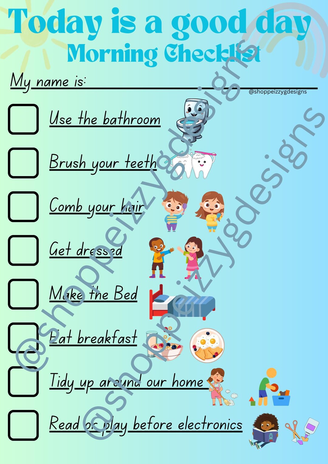 Bilingual Daily Routine Checklist, Rutina Diaria, Kids Checklist ...