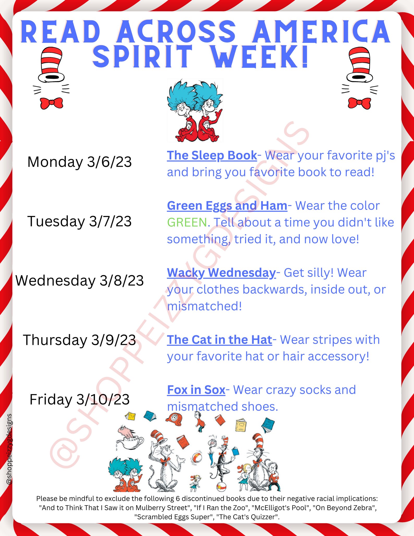 EDITABLE BILINGUAL Read Across American Spirit Week Flyer, Dr Seuss ...