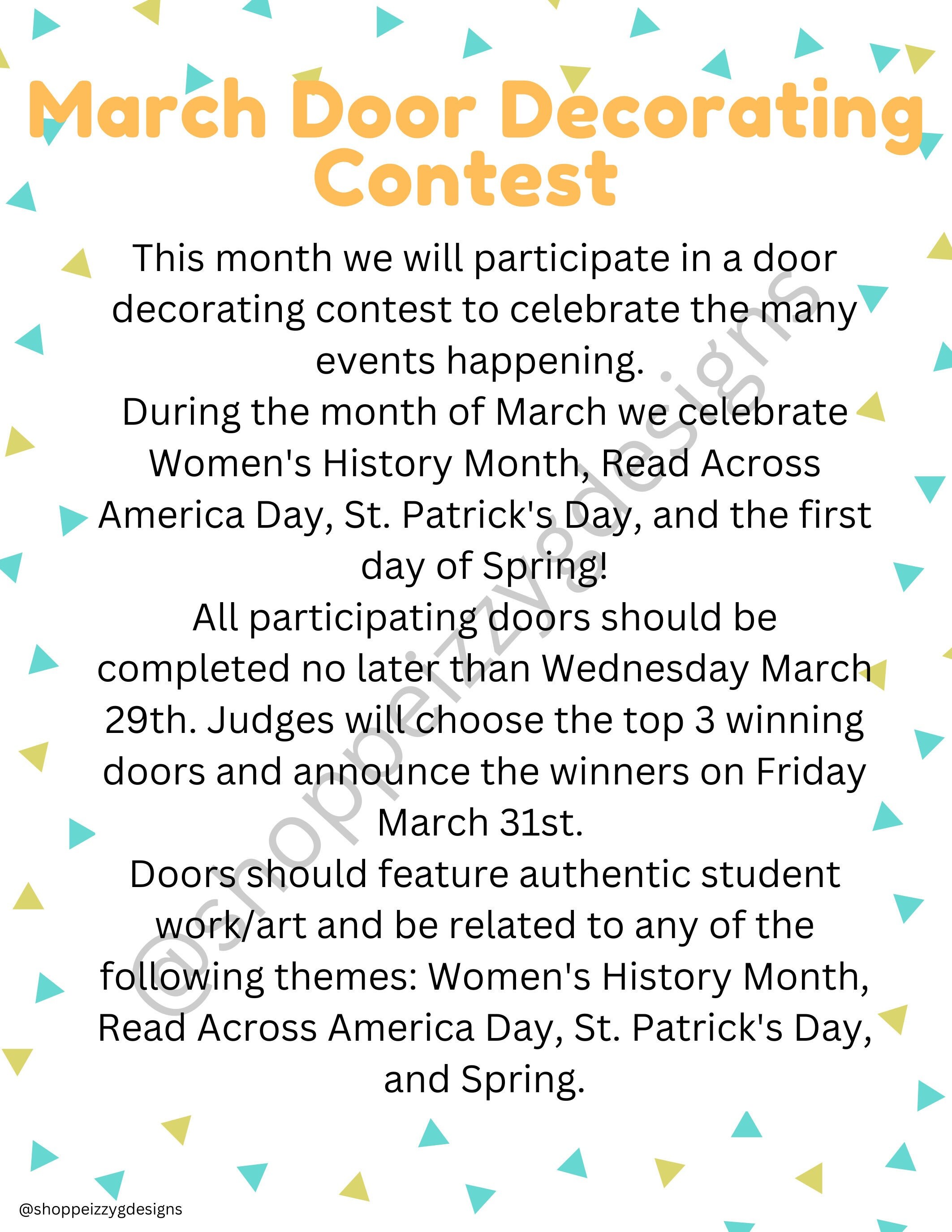 Editable Bilingual March Door Decorating Contest, March Door Decor ...
