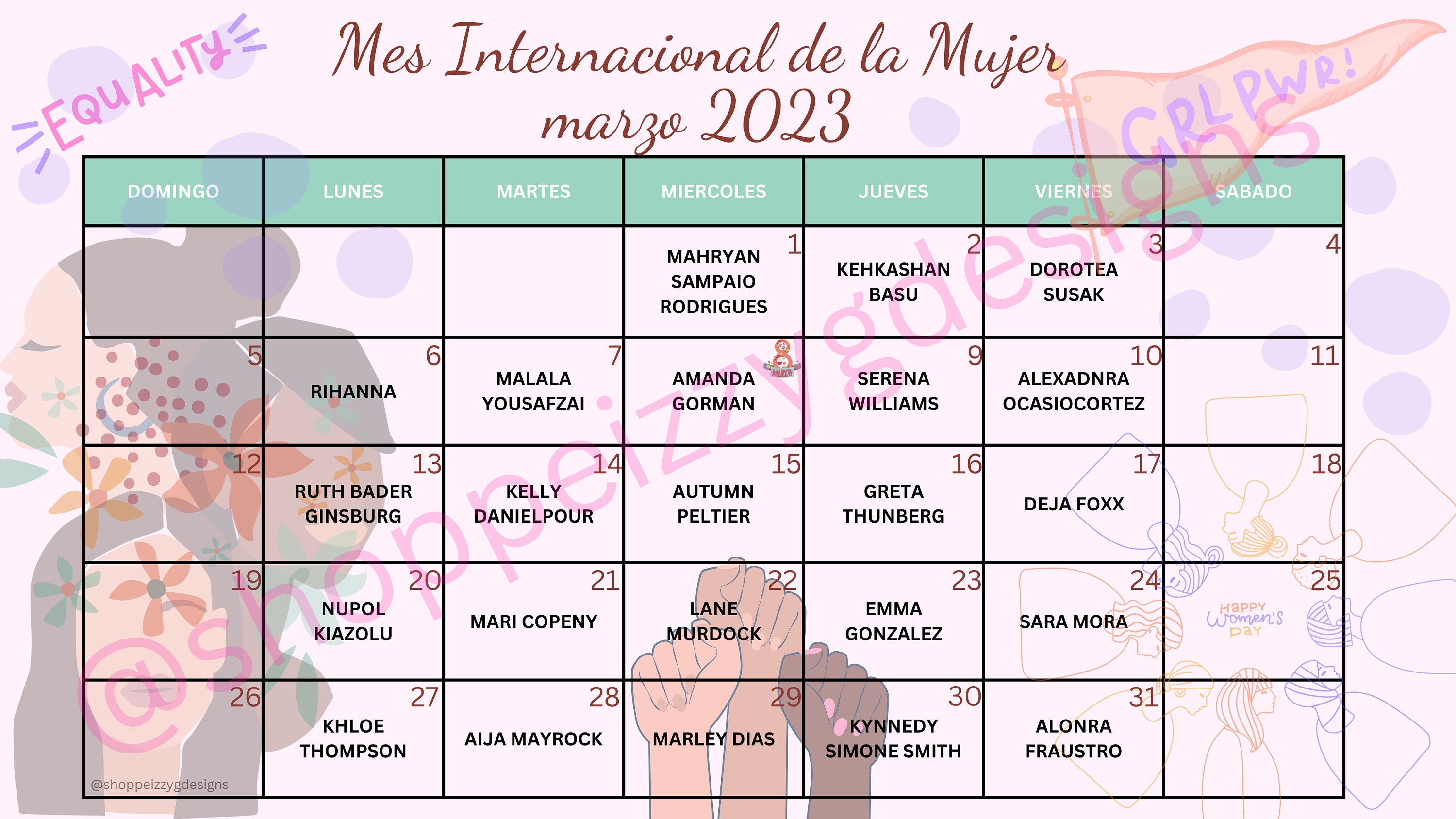 EDITABLE Bilingual International Womens History Month, Womens Day ...