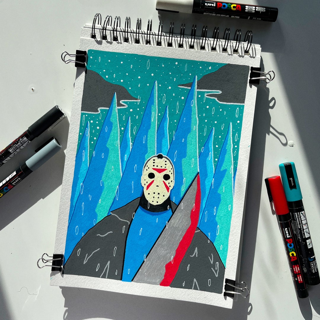 Hand Illustrated Jason friday the 13th A4 Posca Pens - Etsy