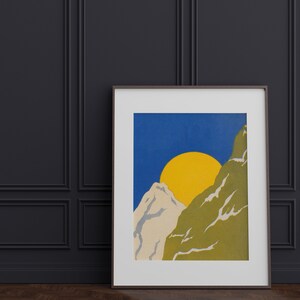 Vintage Mountain Drawing / DIGITAL DOWNLOAD / Simple Minimal Art Print ...