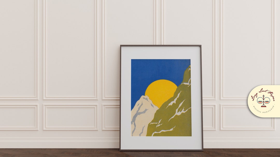 Vintage Mountain Drawing / DIGITAL DOWNLOAD / Simple Minimal Art Print ...