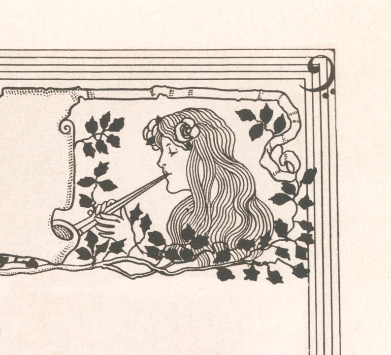 Musical Maiden Antique Drawing / DIGITAL DOWNLOAD / Old Art Print of ...