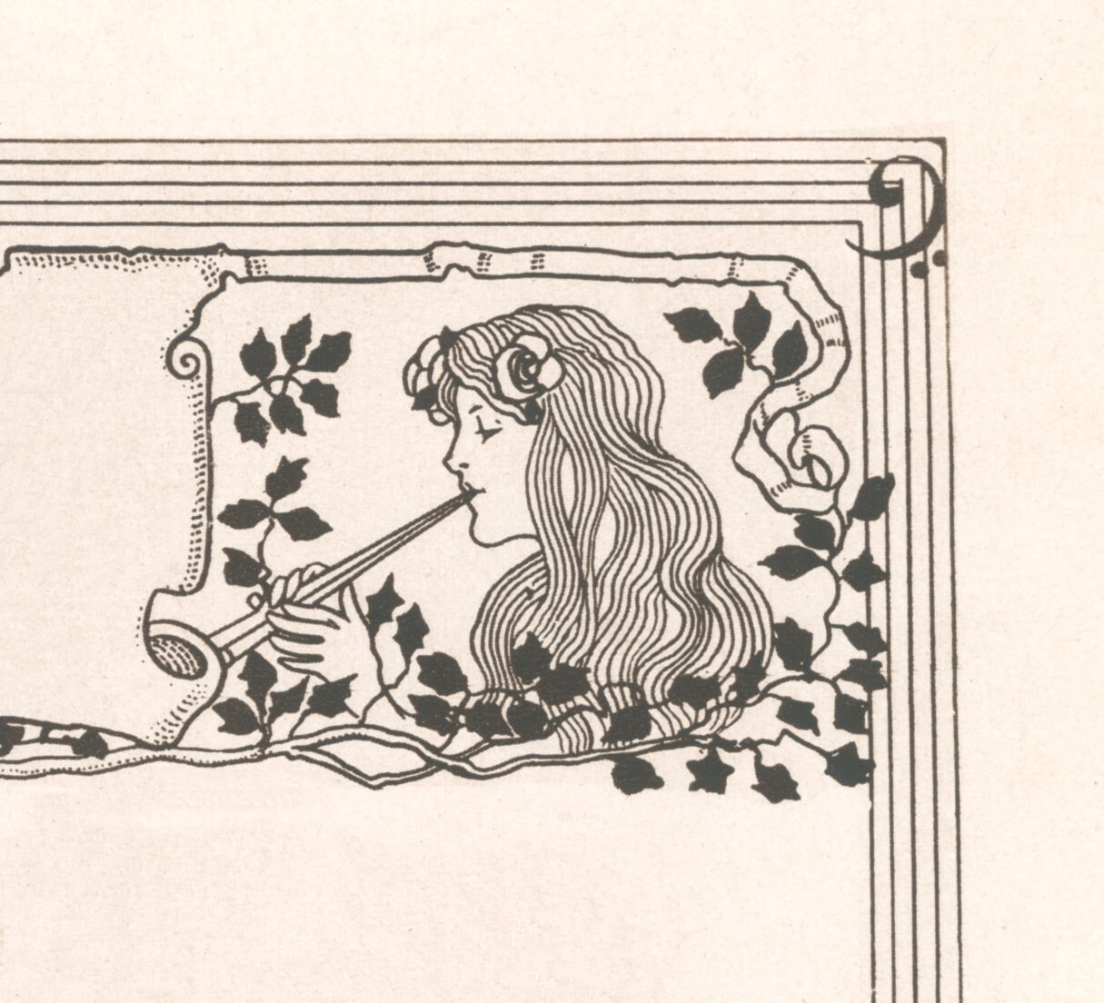 Musical Maiden Antique Drawing / DIGITAL DOWNLOAD / Old Art Print of ...