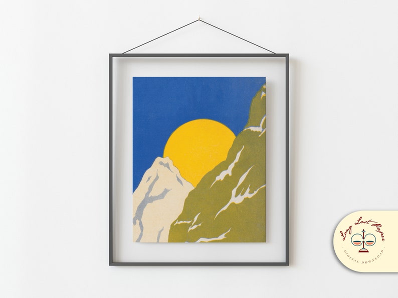Vintage Mountain Drawing / DIGITAL DOWNLOAD / Simple Minimal Art Print ...