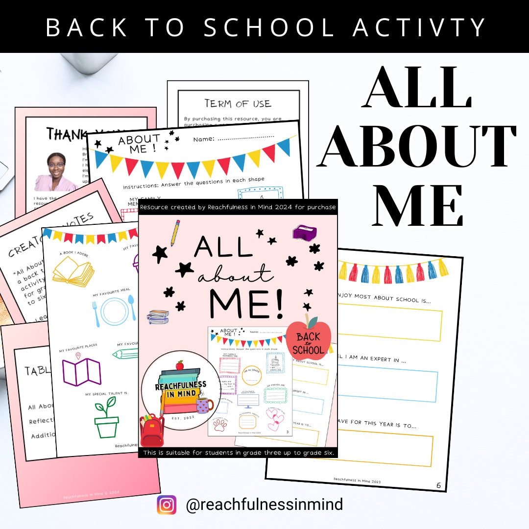 Back to School - All About Me Activity (reachfulness in Mind © 2024) - Etsy